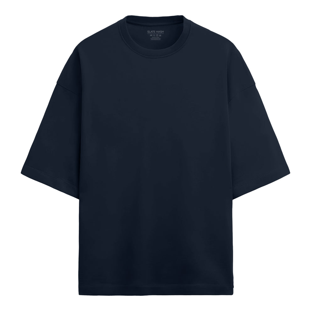 Navy Blue Terry Cotton Oversized T-shirt (280 GSM) – SLATE HASH
